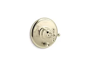 KOHLER Artifacts Rite-temp Valve Trim With Push-button Diverter And Cross Handle - Vibrant French Gold