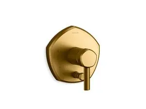 KOHLER Occasion Rite-temp Valve Trim With Push-button Diverter And Lever Handle - Vibrant Brushed Moderne Brass