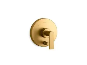 KOHLER Composed Rite-temp Valve Trim With Push-button Diverter And Lever Handle - Vibrant Brushed Moderne Brass