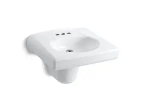 KOHLER Brenham Wall-mount Or Concealed Carrier Arm Mount Commercial Bathroom Sink With 4" Centerset Faucet Holes And Shroud - One-color