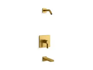 KOHLER Parallel Rite-Temp Bath And Shower Trim Kit, Without Showerhead Vibrant Brushed Moderne Brass