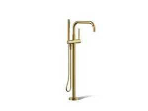 KOHLER Purist Floor-mount Bath Filler Trim With Handshower - Vibrant Brushed Moderne Brass