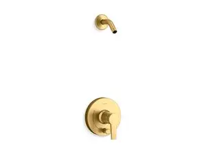 KOHLER Pitch Rite-Temp Shower Trim Kit With Push-button Diverter, Less Showerhead Vibrant Brushed Moderne Brass