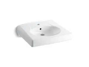 KOHLER Brenham Wall-mount Or Concealed Carrier Arm Mount Commercial Bathroom Sink With Single Faucet Hole, Antimicrobial Finish - One-color