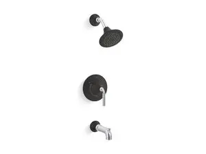 KOHLER Tone Rite-Temp Bath And Shower Trim Kit, 1.75 Gpm Polished Chrome With Matte Black