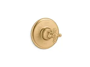 KOHLER Artifacts Rite-temp Valve Trim With Cross Handle - Vibrant Brushed Moderne Brass
