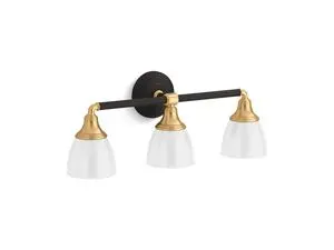 KOHLER Devonshire Three-light Sconce Black With Brass Trim