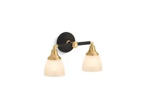 KOHLER Devonshire Two-light Sconce - Black With Brass Trim