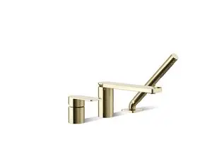 KOHLER Parallel Deck-mount Bath Faucet With Handshower - Vibrant French Gold