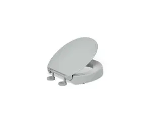 KOHLER Hyten Elevated Quiet-Close Round-front Toilet Seat Ice Grey