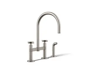 KOHLER Billet Two-hole Bridge Kitchen Sink Faucet With Side Sprayer - One-color