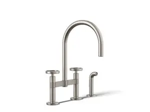 KOHLER Billet Two-hole Bridge Kitchen Sink Faucet With Side Sprayer - One-color
