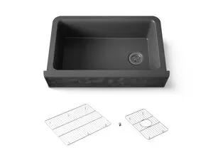 KOHLER Cairn 34" Undermount Single-bowl Farmhouse Kitchen Sink With Faceted Design - One-color