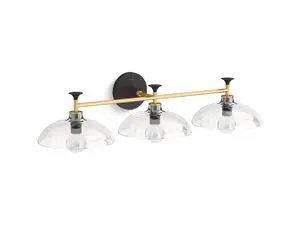 KOHLER Tone Three-light Sconce - Black With Brass Trim