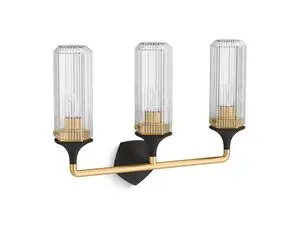 KOHLER Occasion Three-light Sconce - Black With Brass Trim