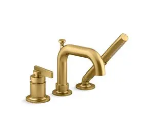 KOHLER Castia By Studio McGee Deck-mount Bath Faucet With Handshower Vibrant Brushed Moderne Brass