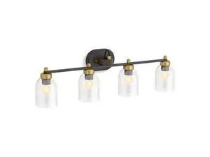 KOHLER Tannage Four-light Sconce - Black With Brass Trim