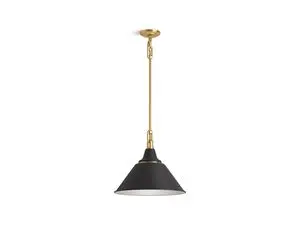 KOHLER Varla 16" Pendant - Black With Brass Trim
