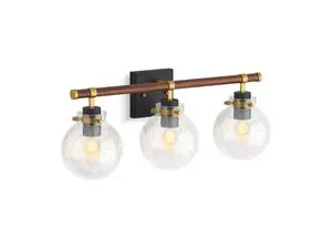 KOHLER Holt Three-light Sconce - Black With Brass Trim