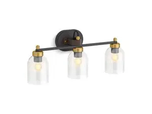 KOHLER Tannage Three-light Sconce - Black With Brass Trim