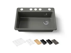 KOHLER Riverby 33" Undermount Single-bowl Workstation Kitchen Sink - One-color