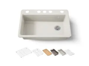 KOHLER Riverby 33" Undermount Single-bowl Workstation Kitchen Sink - One-color