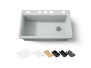 KOHLER Riverby 33" Undermount Single-bowl Workstation Kitchen Sink - One-color