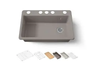 KOHLER Riverby 33" Undermount Single-bowl Workstation Kitchen Sink - One-color