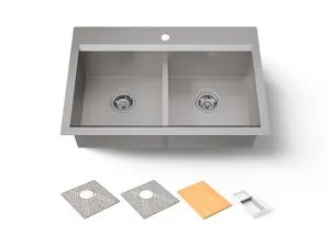 KOHLER Task Smart Divide Smart Divide 33" Top-/undermount Double-bowl Workstation Kitchen Sink - One-color
