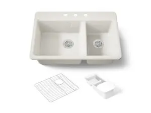 KOHLER Riverby 33" Top-mount Double-bowl Workstation Kitchen Sink - One-color