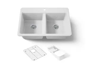 KOHLER Riverby 33" Top-mount Double-bowl Workstation Kitchen Sink - One-color