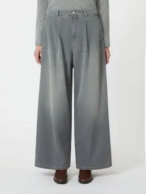 Max Mara Cotton And Viscose Denim Wide-leg Trousers