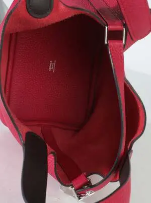 Hermès Framboise Rouge Sellier Clemence Eclat Picotin 18 Phw