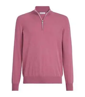 Brunello Cucinelli Cashmere Quarter-zip Sweater - Pink