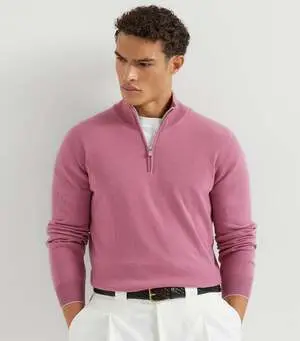 Brunello Cucinelli Cashmere Quarter-zip Sweater - Pink