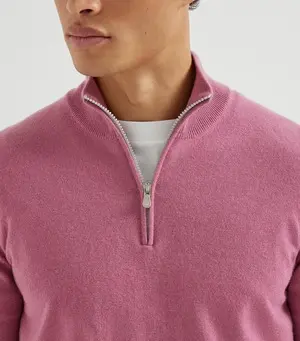 Brunello Cucinelli Cashmere Quarter-zip Sweater - Pink