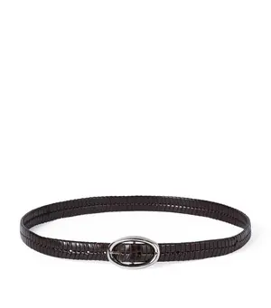 Brunello Cucinelli Leather Woven Belt - Brown