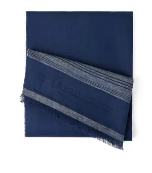 Brunello Cucinelli Linen Stripe Scarf - Blue