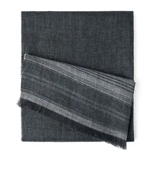 Brunello Cucinelli Linen Stripe Scarf - Black