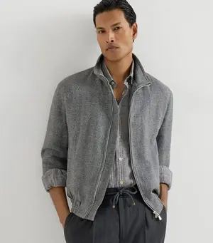 Brunello Cucinelli Silk-linen-wool Bomber Jacket - Grey