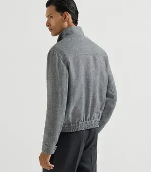 Brunello Cucinelli Silk-linen-wool Bomber Jacket - Grey