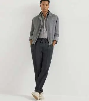 Brunello Cucinelli Silk-linen-wool Bomber Jacket - Grey