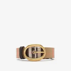 Burberry Reversible Check Bloomsbury Belt - Sand Beige/peat Brown