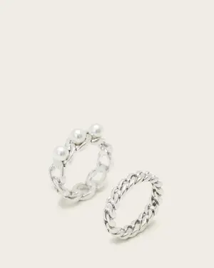 ALLSAINTS Rue Chain Ring Warm Silver