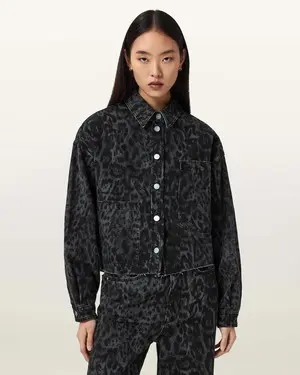 ALLSAINTS Nicky Denim Leopard Print Shacket