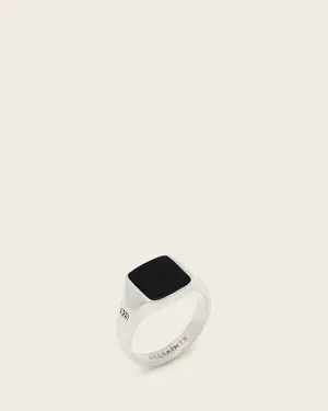 ALLSAINTS Spike Onyx Stone Ring - Warm Silver/black