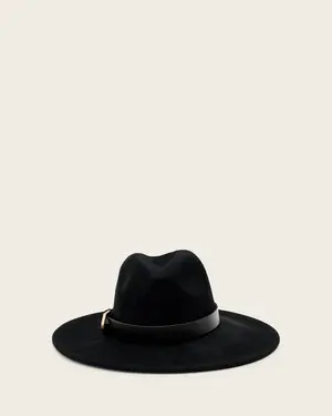 ALLSAINTS Fae Wool Fedora - Black/warm Brass