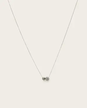 ALLSAINTS Ellie Crystal Chain Necklace - Warm Silver