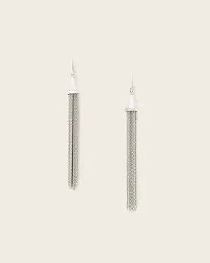 ALLSAINTS Gina Multi Chain Fringe Earrings - Warm Silver