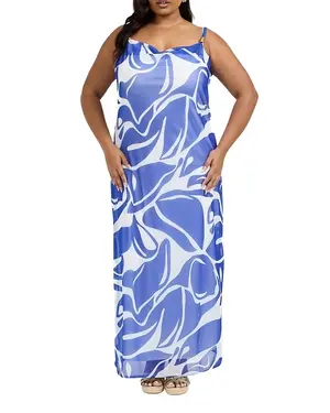 FASHION-SZN CURVE Patterned Maxi Dress - Blue